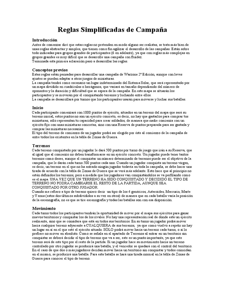 REGLAS Juego de Tablero Warzone | PDF