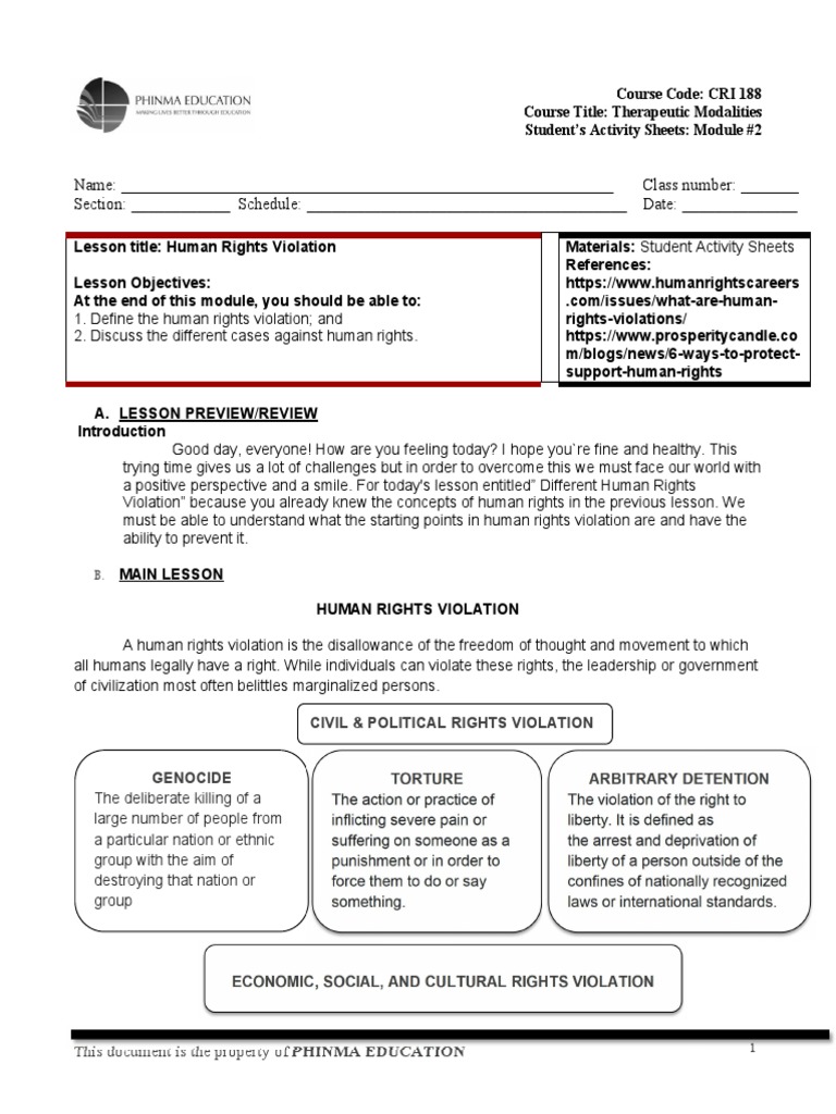 SAS 2 CRI 188 Therapeutic Modalities | PDF | Human Rights | Rights
