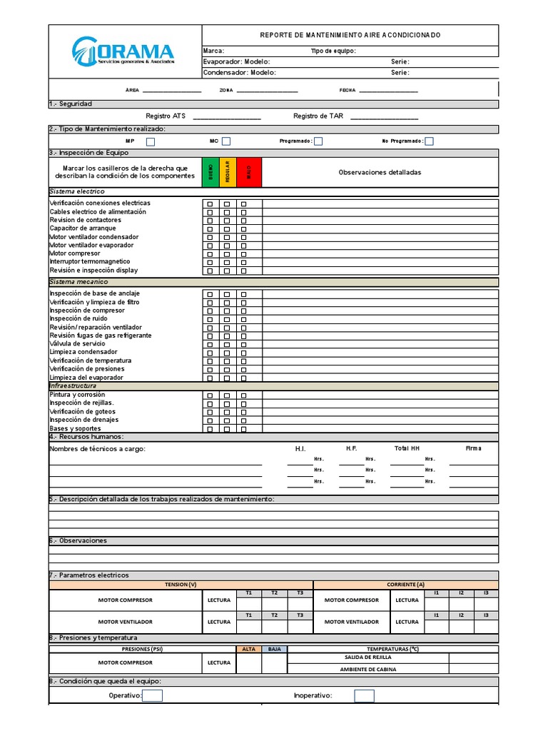 Mantenimiento preventivo de aire acondicionado: Reporte completo de ... Mantenimiento preventivo de aire acondicionado: Reporte completo de ...