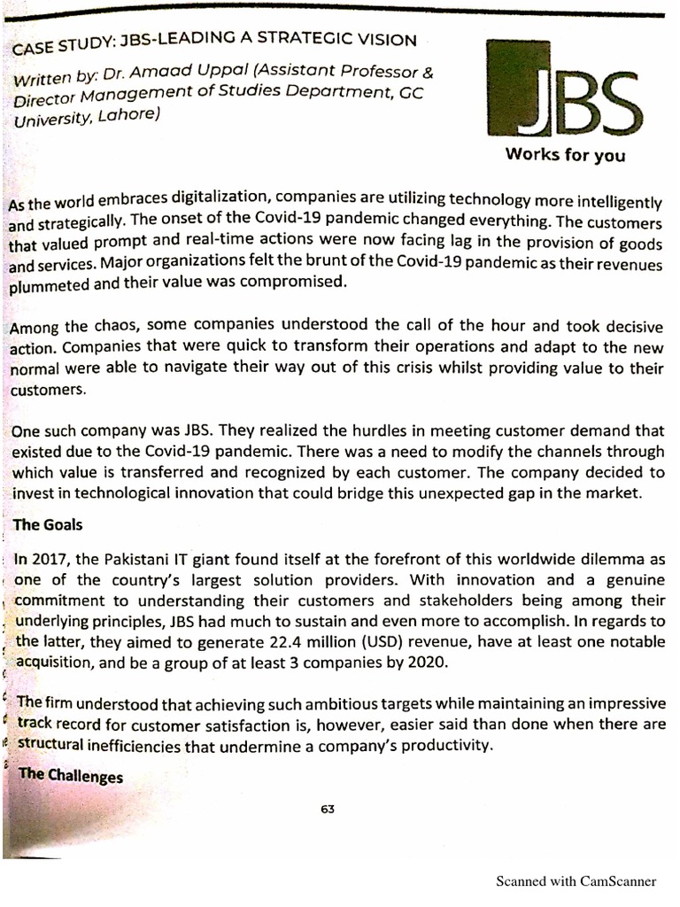 Jbs Case Study Pakistan Pdf