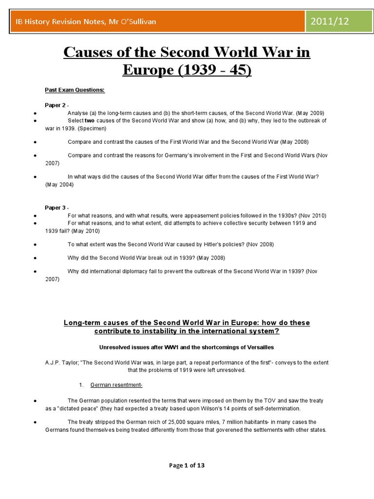 Causes of Second World War | PDF | Adolf Hitler | Nazi Germany