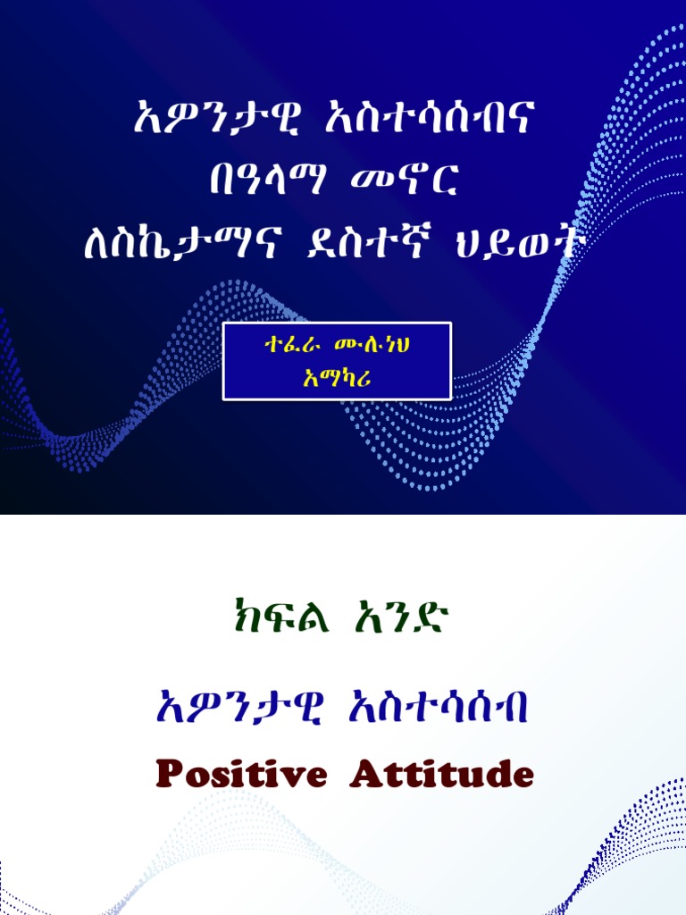 Positive Attitude and Purpose by - Tefera M | PDF
