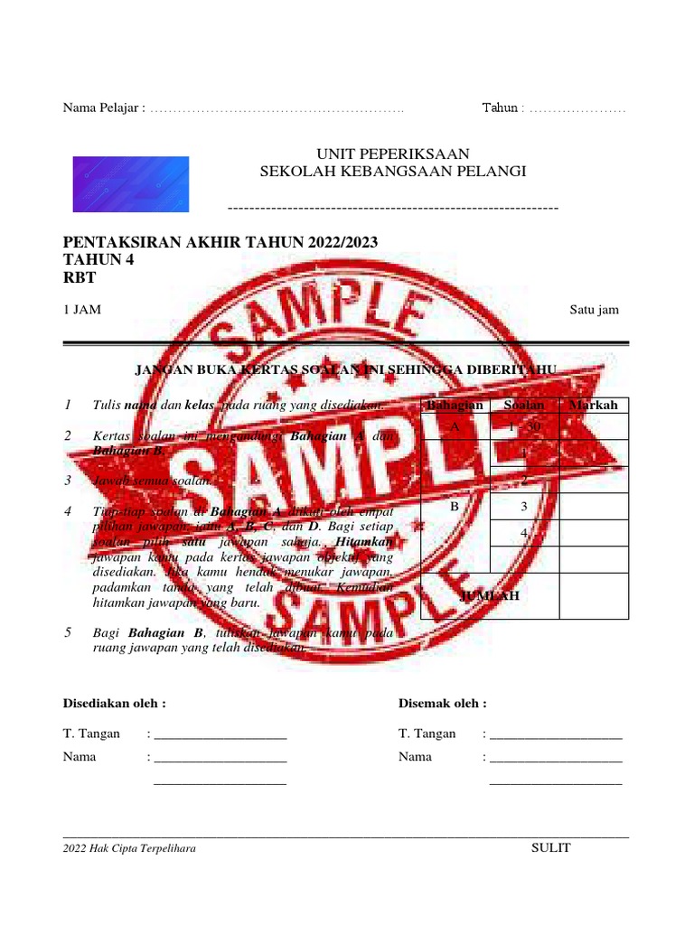 Kulit Depan RBT | PDF