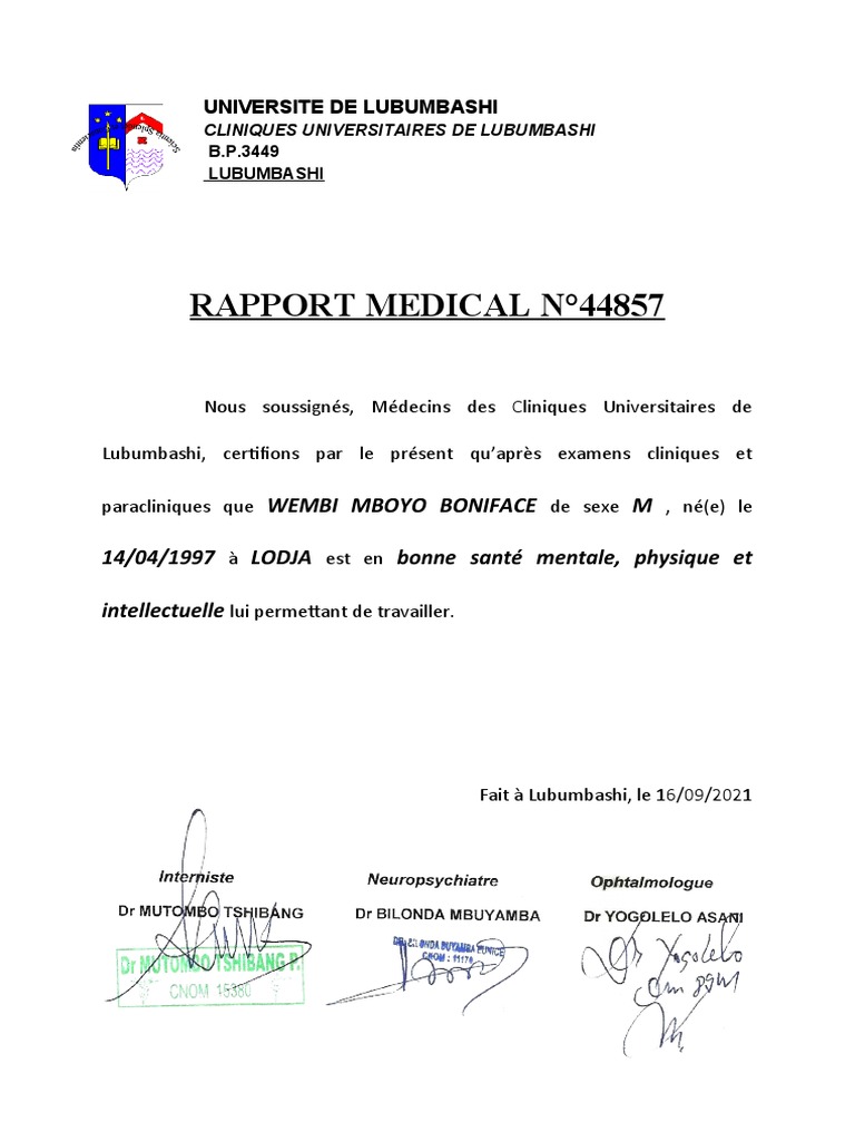 Cliniques Universitaires Aptitude Physique | PDF