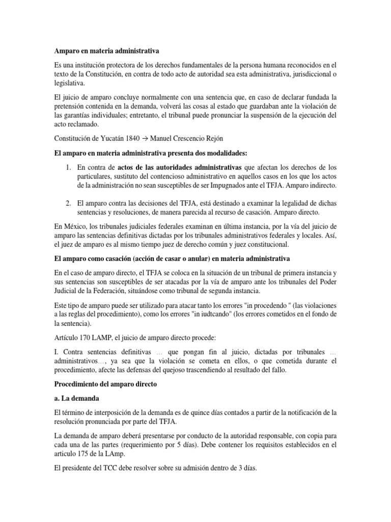 Amparo en Materia Administrativa | PDF