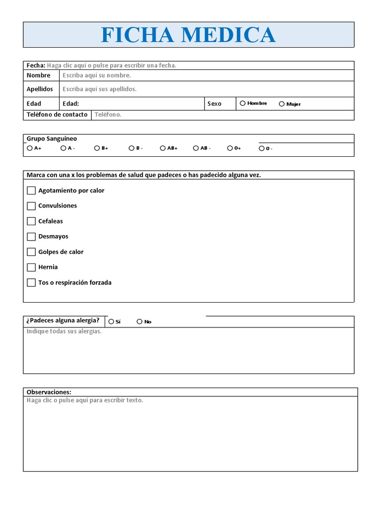 Ficha Medica | PDF