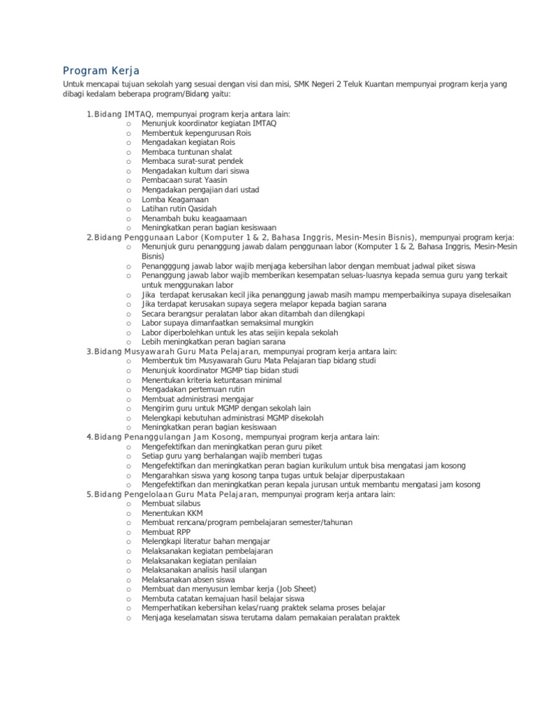 Program Kerja Kajur | PDF