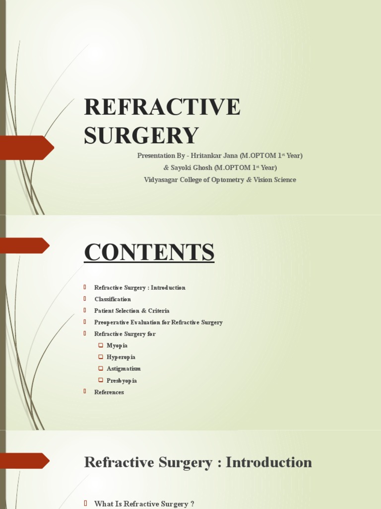 Understanding Refractive Surgery Techniques | PDF | Myopia | Cornea
