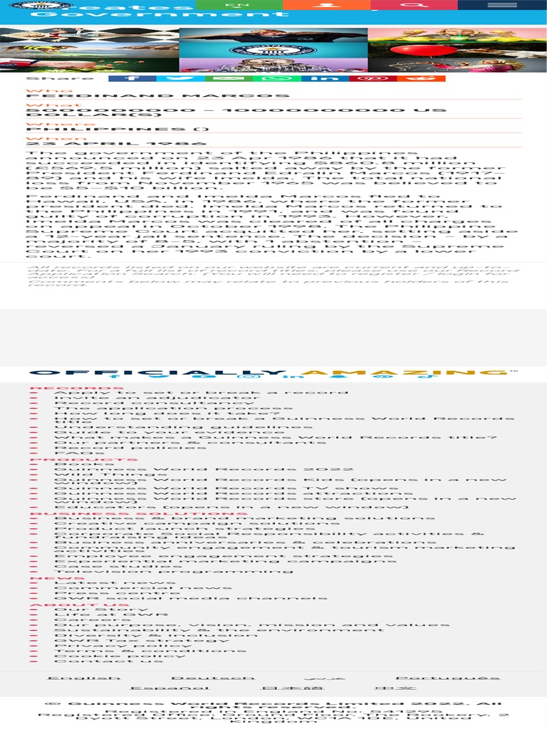 Greatest Robbery of A Government Guinness World Records | PDF | Public ...