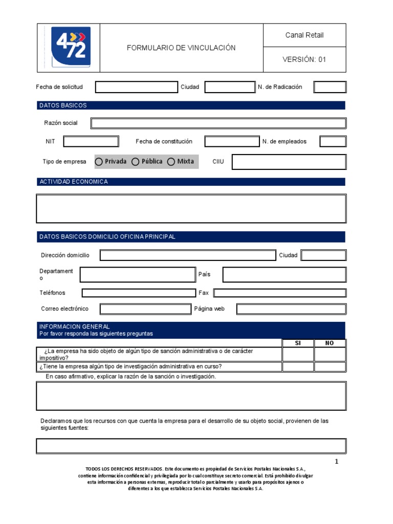Formato de Vinculacion | PDF | Correo | Business