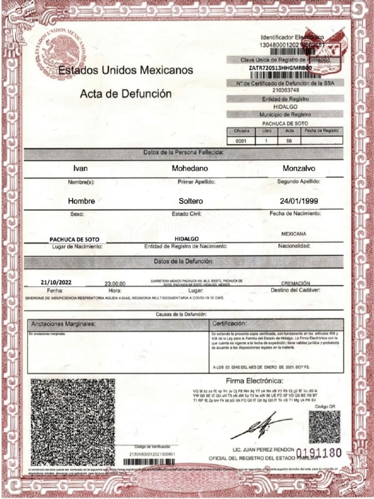 Acta de Defuncion | PDF
