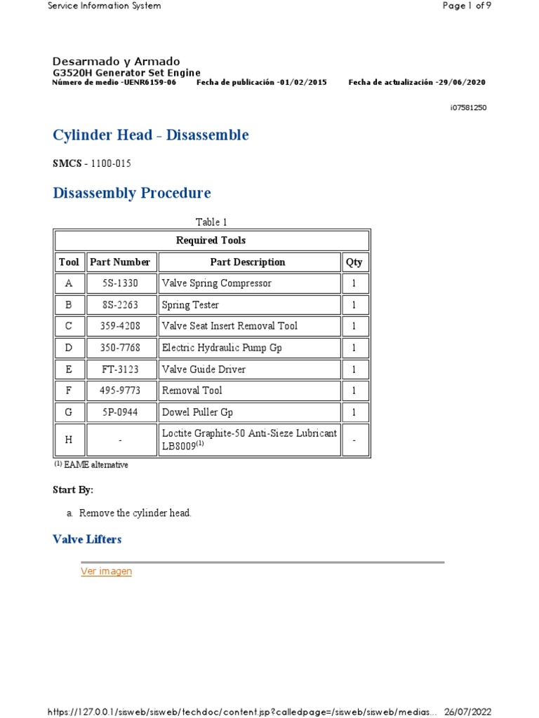 PROCEDIMIENTO - Cylinder Head - Disassemble | PDF | Valve | Cylinder ...