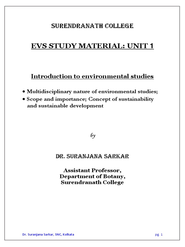 Introduction to Environmental Studies: A Multidisciplinary Study Guide ...