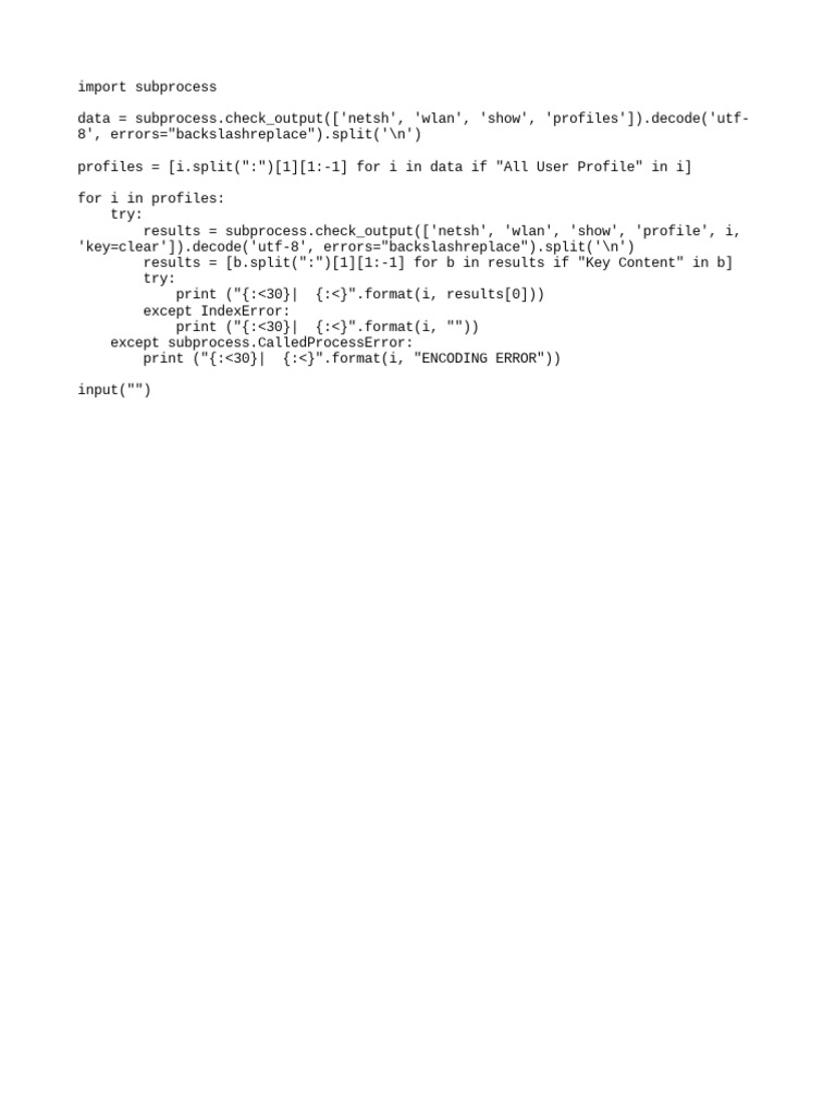 Wifi Passwords Source Code Python Coder Pdf 