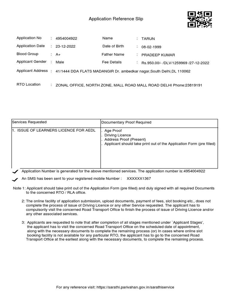 APPLICANT REFERENCE SLIP | PDF