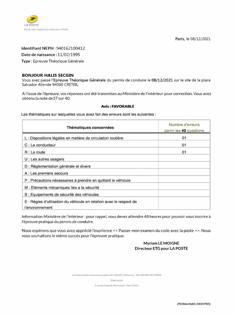 LA POSTE - Passer Mon Examen Du Code Avec La Poste | PDF