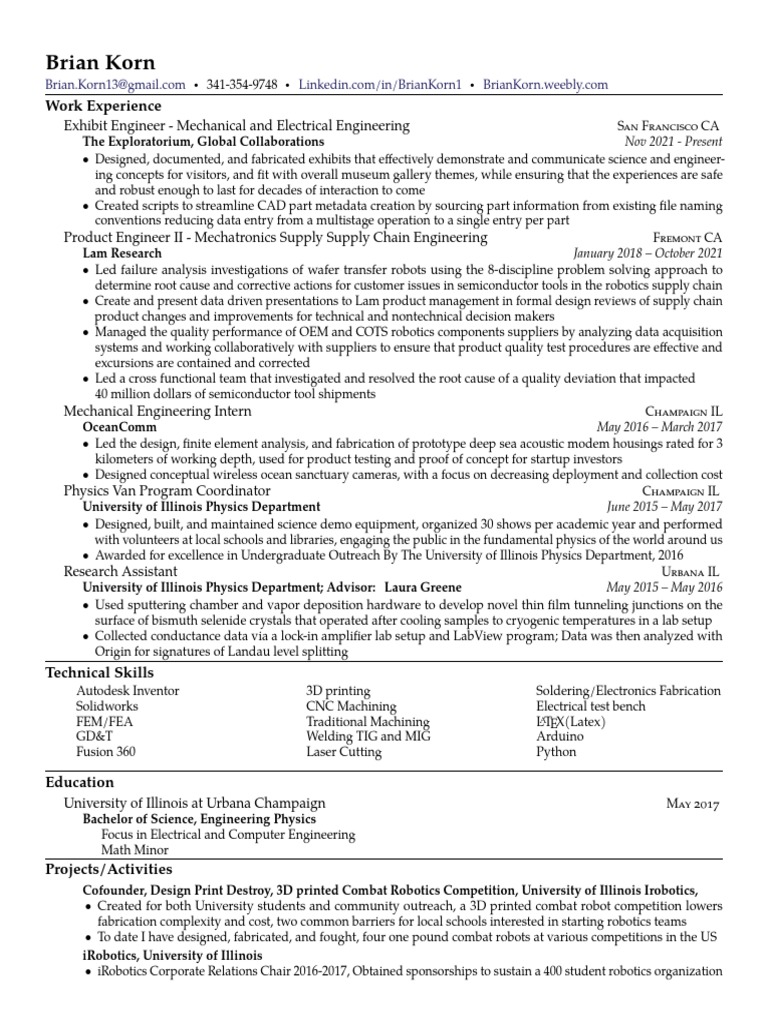 Brian Korn Resume | PDF | Supply Chain | Engineering