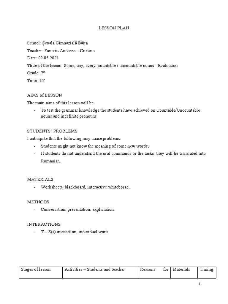 LESSON PLAN Test 7th Grade | PDF | Lesson Plan | Linguistics