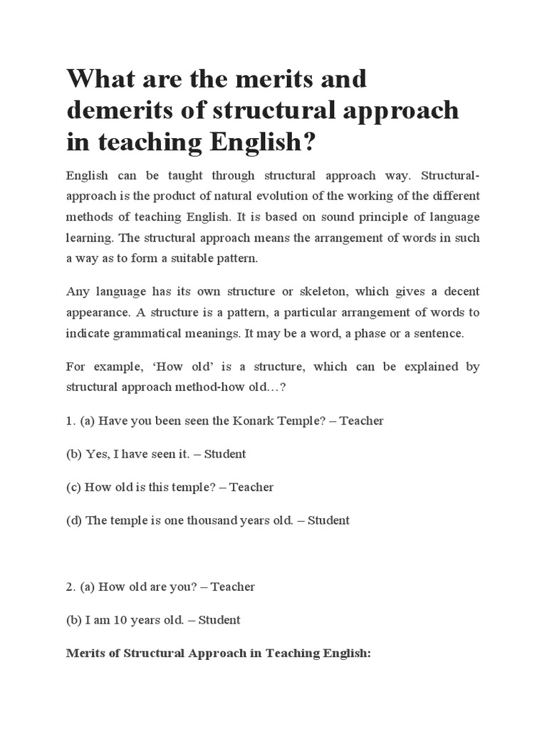 What Are The Merits and Demerits of Structural Approach in Teaching ...