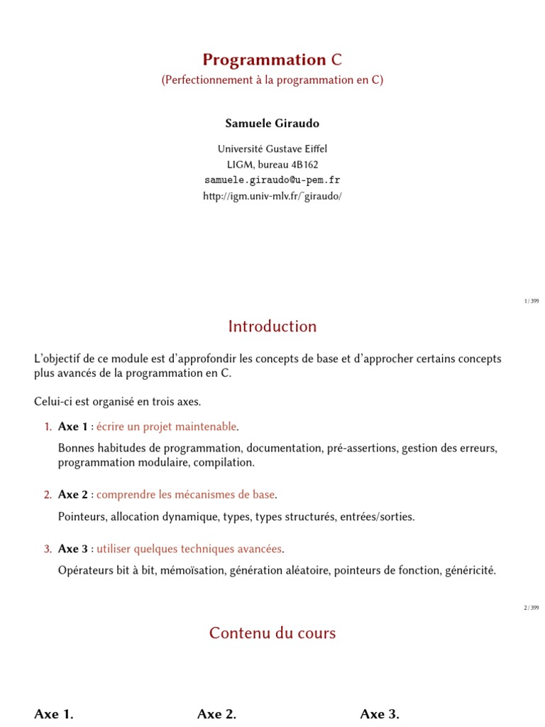 Cours C | PDF | C (Langage de programmation) | Compilateur