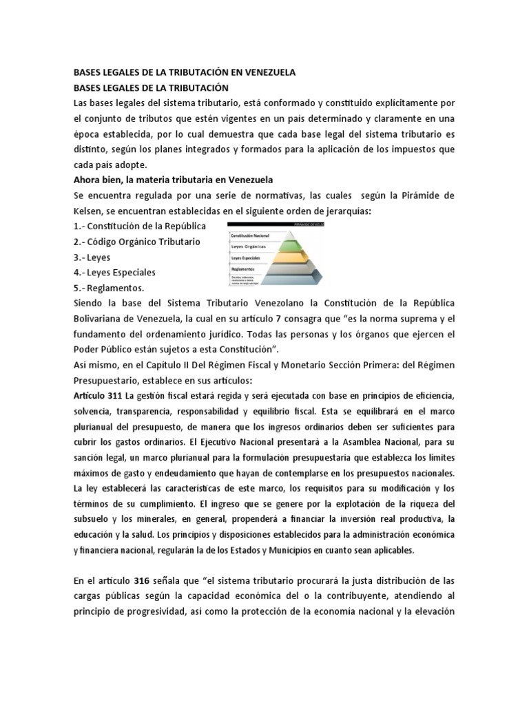 Bases Legales de La Tributación en Venezuela | PDF | Impuestos | Justicia