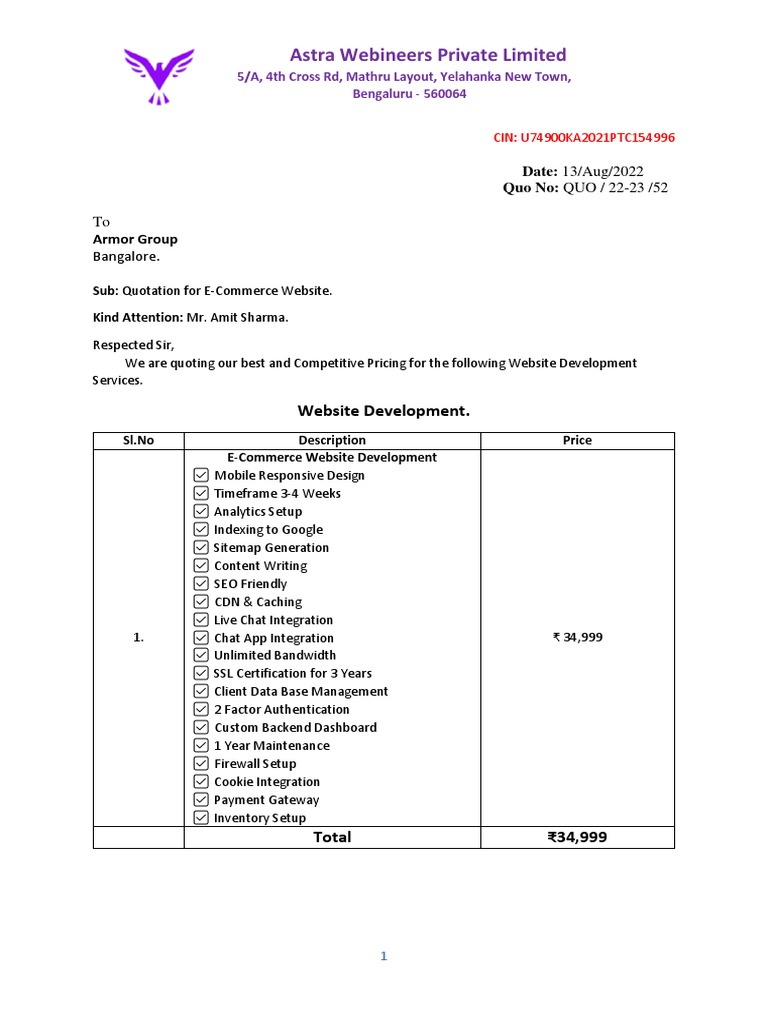 E-Commerce Quotation | PDF | Computer Networking | Telecommunications