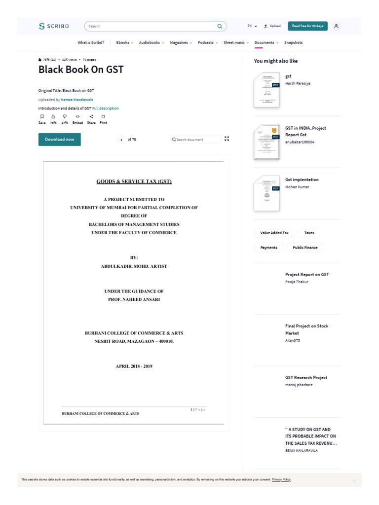WWW Scribd Com Document 438441710 Black Book On GST | PDF | Scribd ...