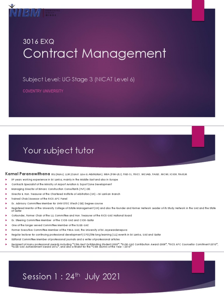 Contracts Management Session 1 - Presentation | PDF | Breach Of ...