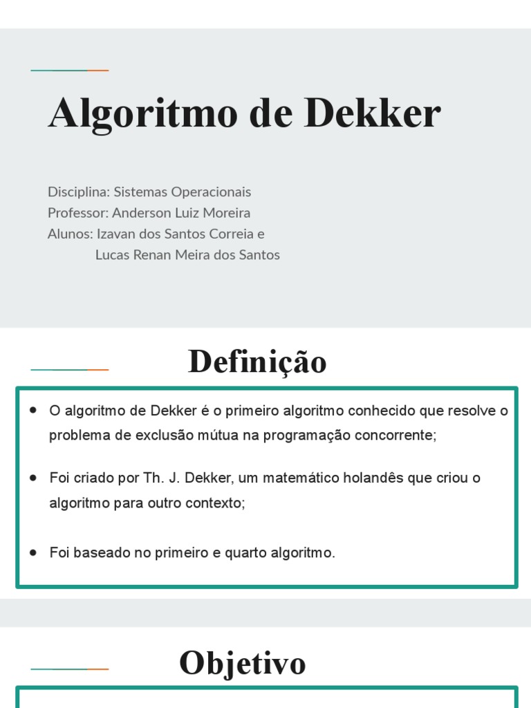 Algoritmo de Dekker | PDF | Ponteiro (programação de computadores ...