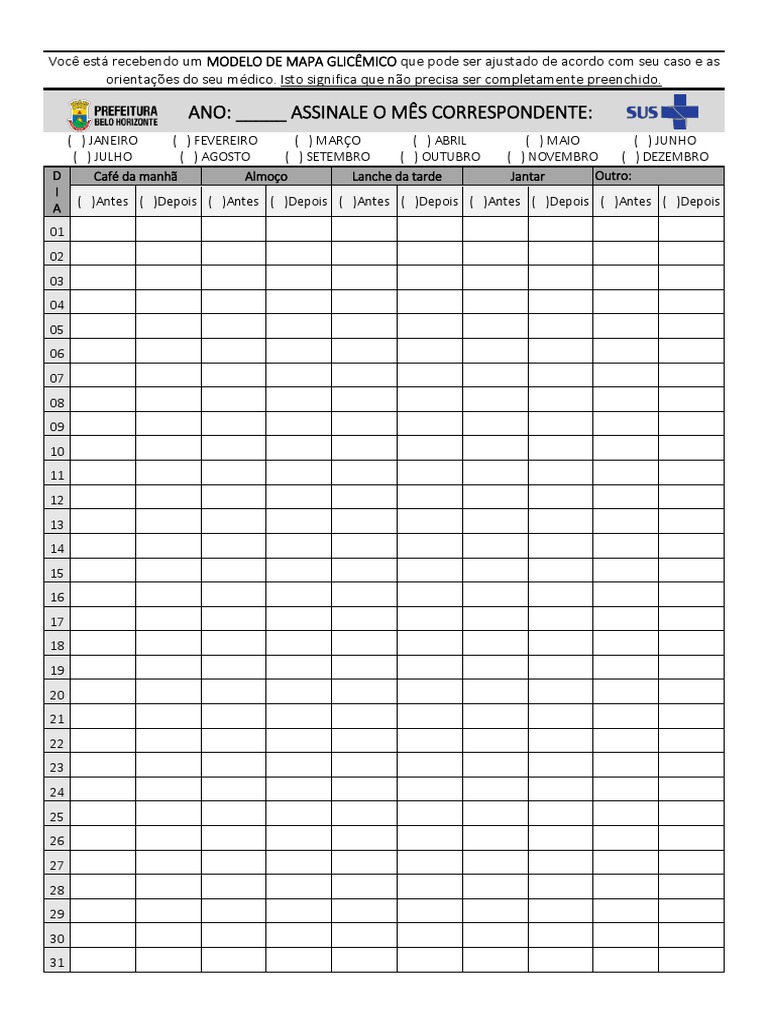 Modelo Mapa Glicemico | PDF