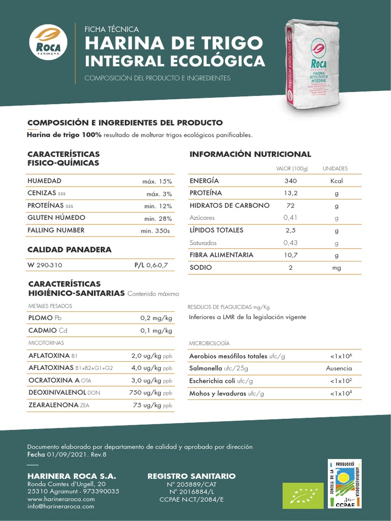 Ficha Tecnica Trigo Integral Eco Cast | PDF | Trigo | Panes