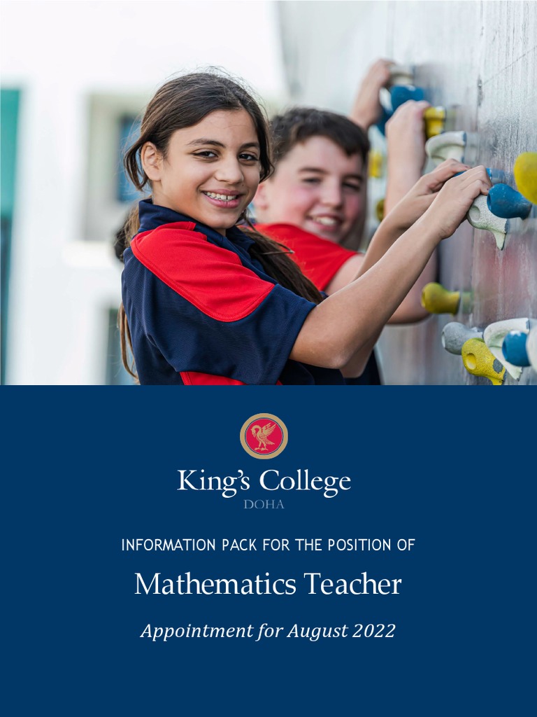 King's College Doha Candidate Information Pack (Mathematics) | PDF | Teachers | Curriculum
