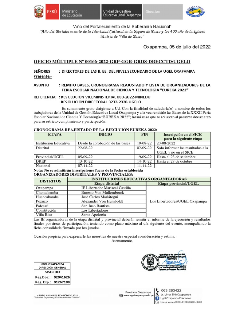 Oficio Mult. #166 - Remito Bases | PDF