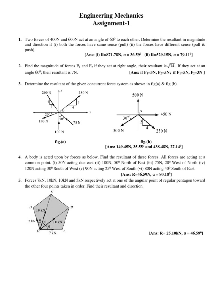 Assignments EM | PDF | Friction | Force
