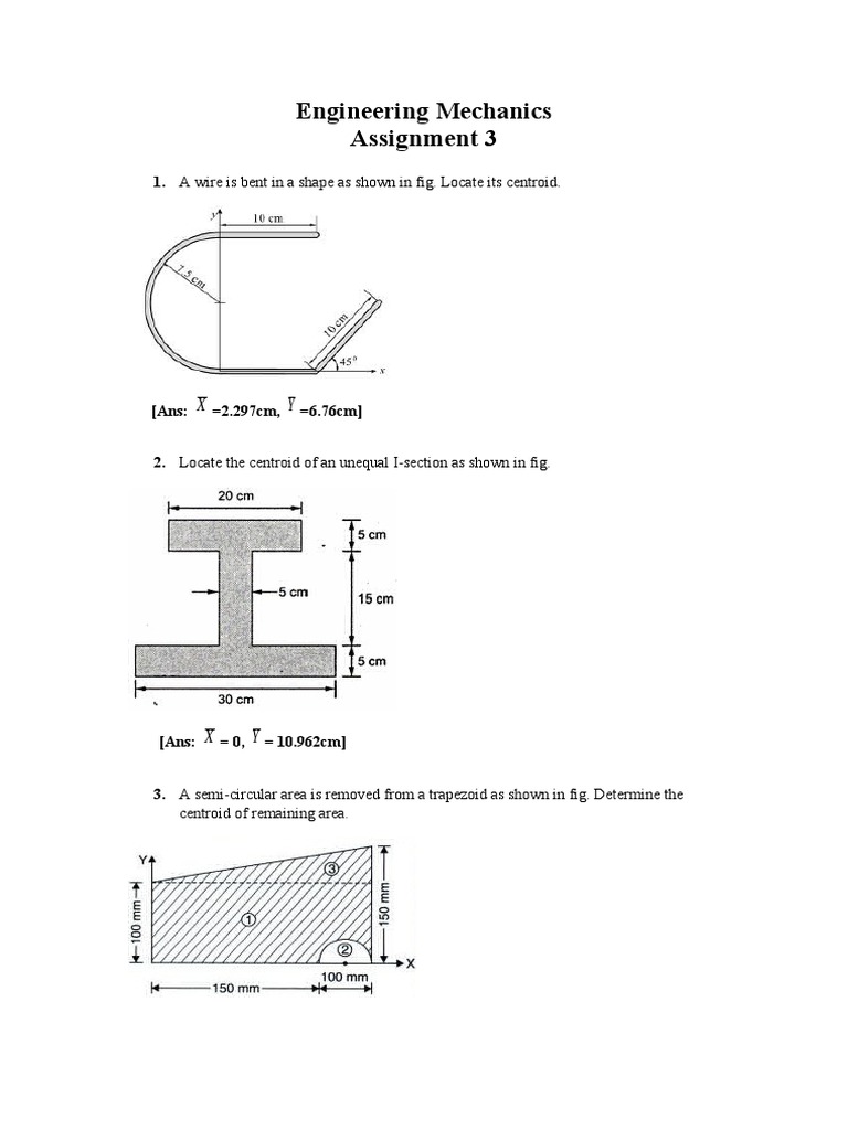 Assignment 3 - Centroid and Moment of Inertia | PDF | Classical Geometry | Mechanical Engineering