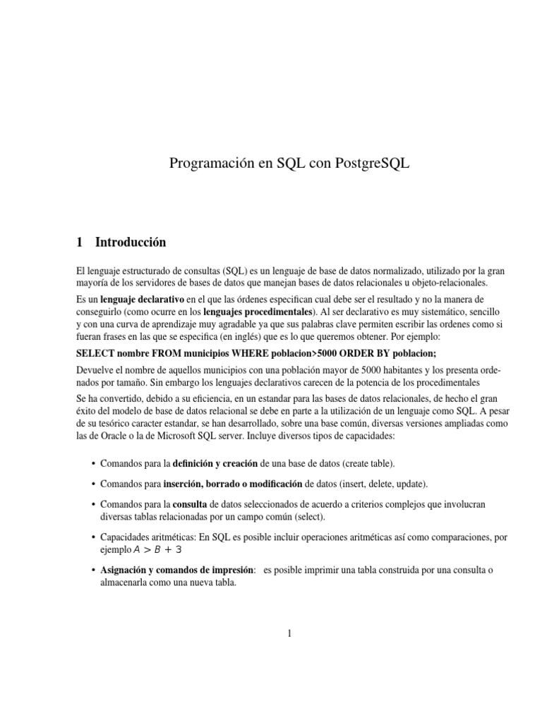 Manual Sql Postgresql Pdf Sql Base De Datos Relacional 