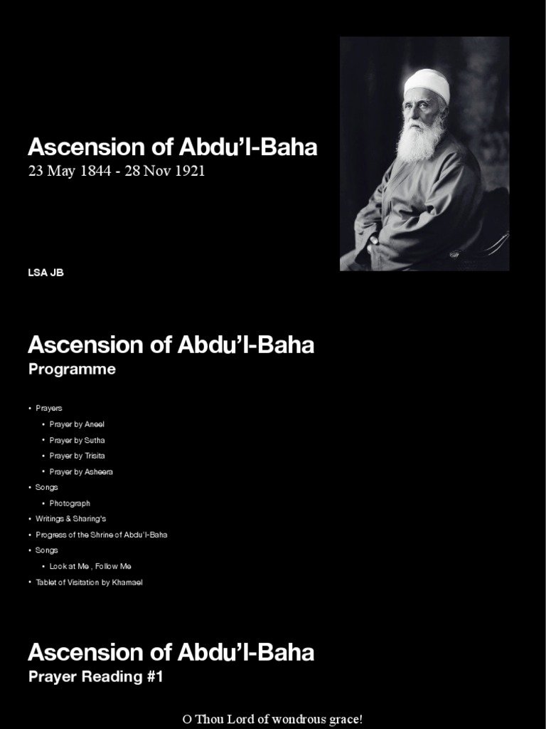 Ascension of Abdu’l-Baha Program | PDF | Bahá'í Faith