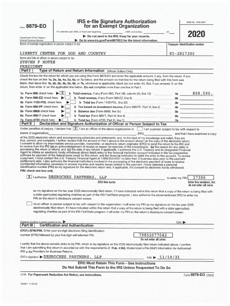 Liberty Center's 2020 Tax Return | PDF