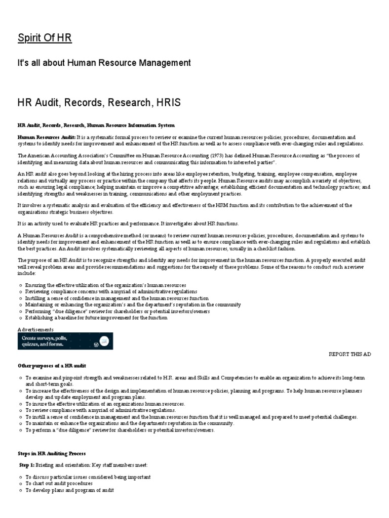 HR Audit Insights for Professionals | PDF | Human Resource Management | Economies