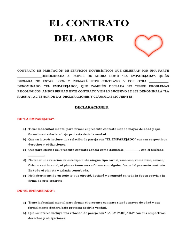 El contrato del amor: Un enfoque humorístico y poco convencional sobre ...