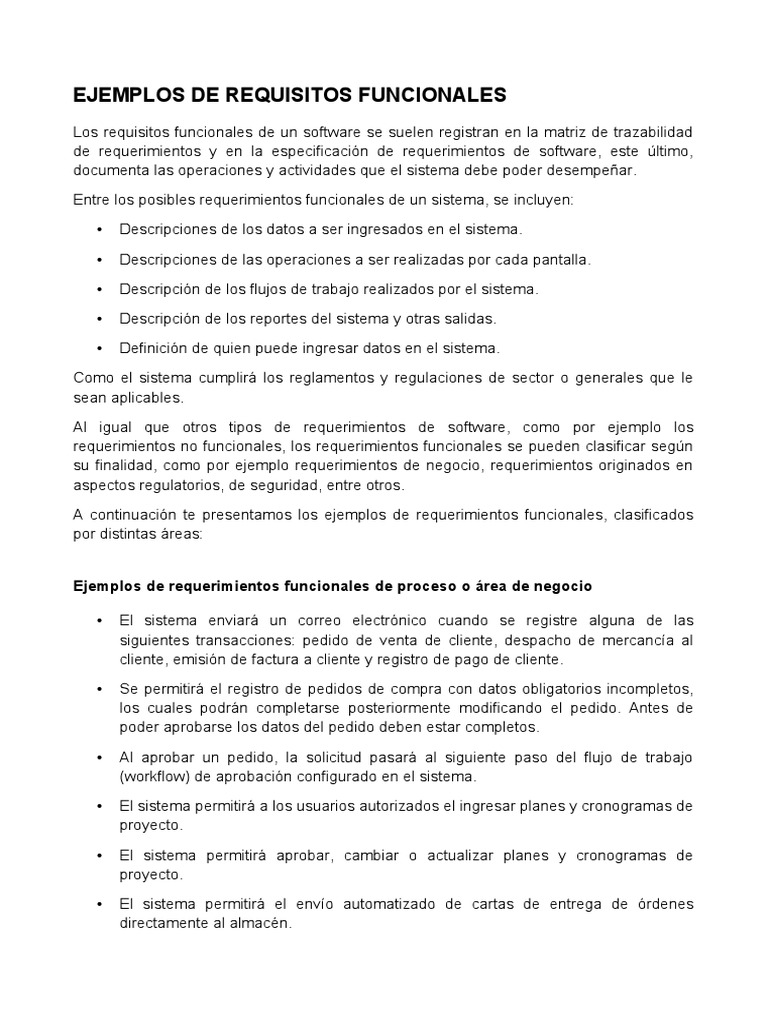 Ejemplos de Requisitos Funcionales | PDF | Software | Usuario (informática)