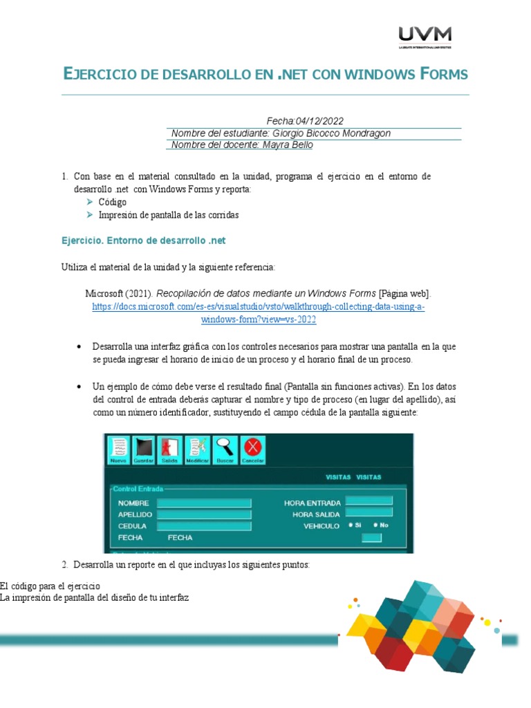 Ejercicio .NET con Windows Forms | PDF | Interfaces gráficas de usuario | Software de la aplicacion