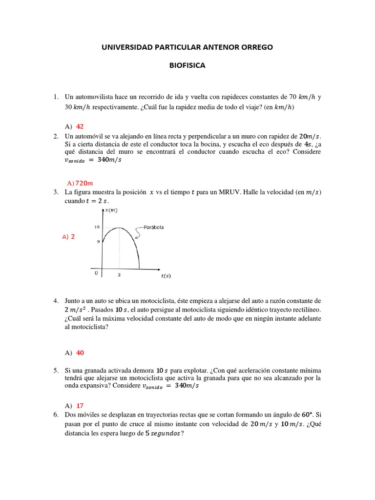 Practica de Problemas de Cinematica | PDF