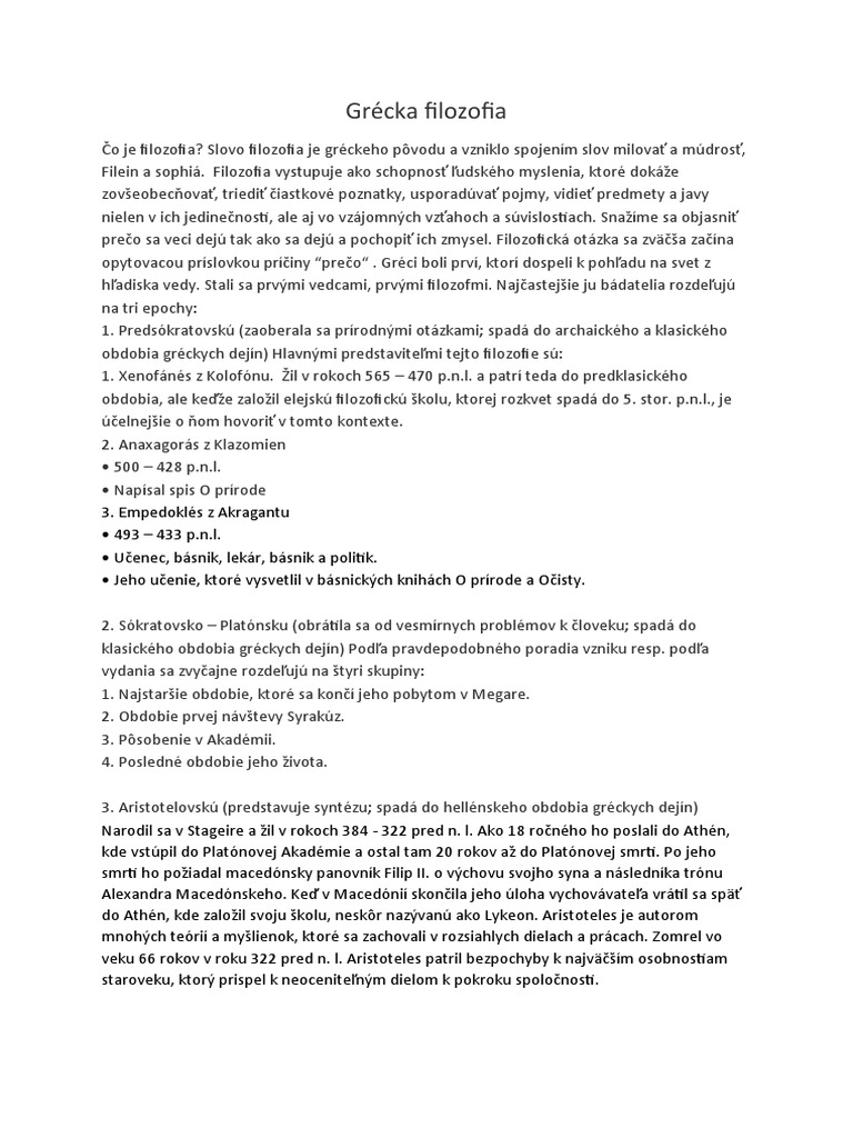 Grécka Filozofia | PDF