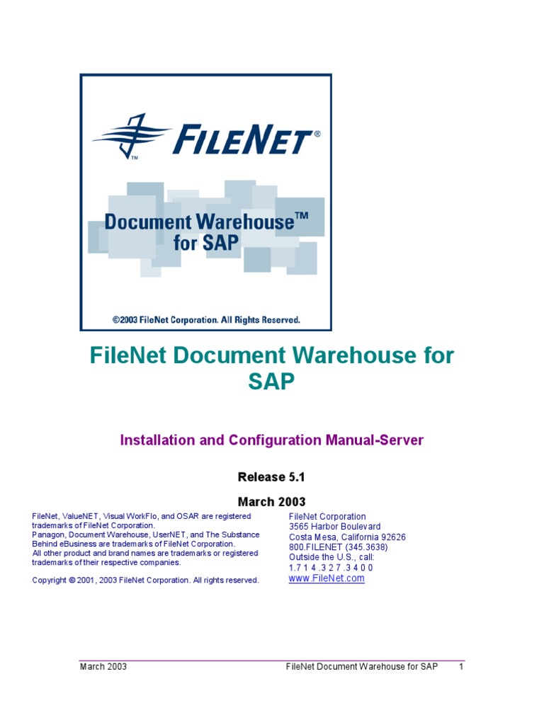 FileNet Document Warehouse For SAP Installation Manual | PDF | Server ...