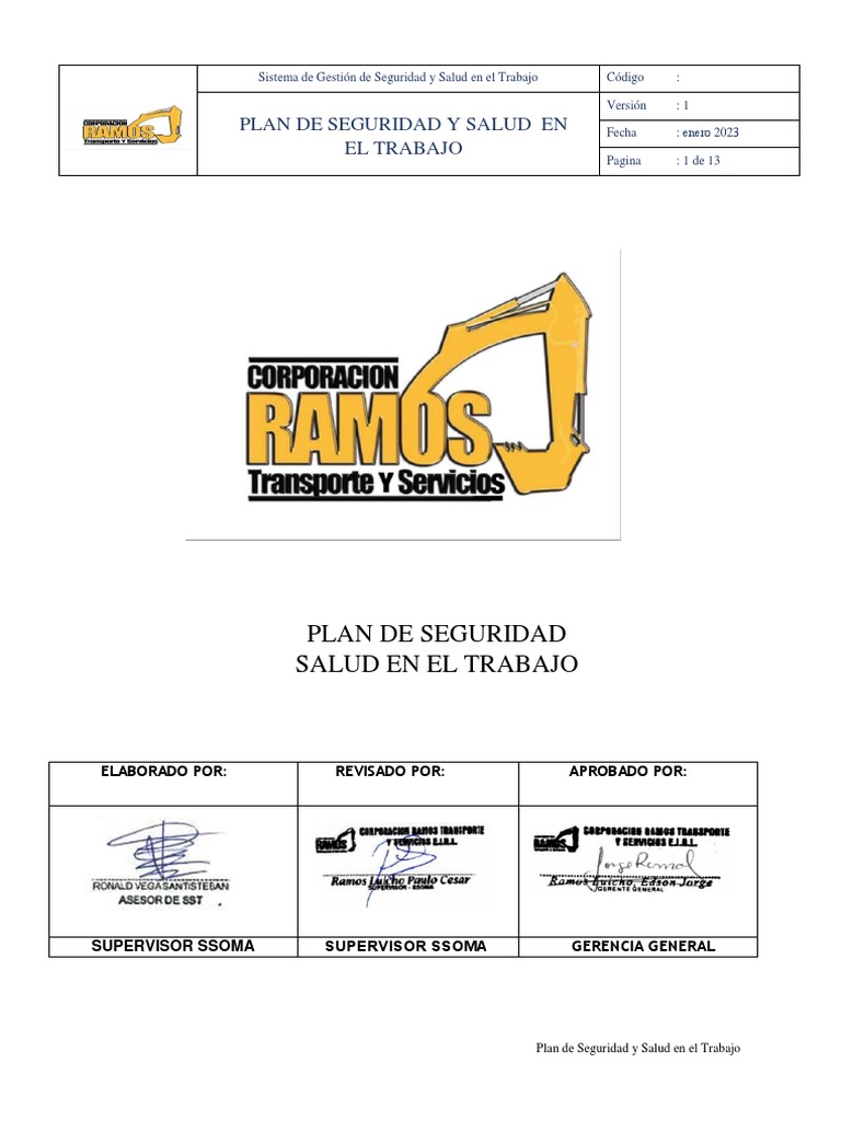 Plan de SST Corporacion Ramos | PDF | Seguridad y salud ocupacional | Valores
