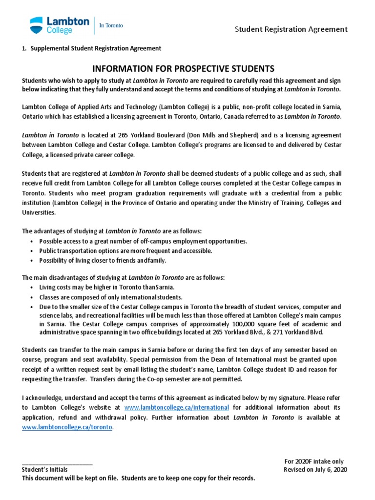 Student Registration Agreement Sample | PDF | Privacy | Consent