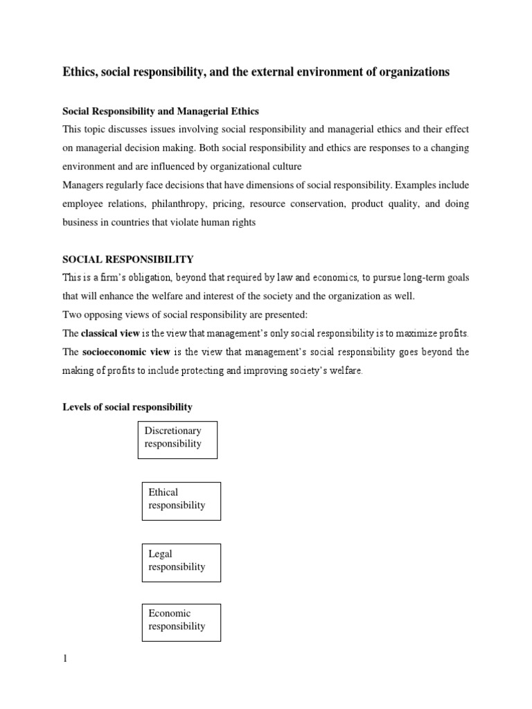Ethics and Social Responsibility in Management | PDF