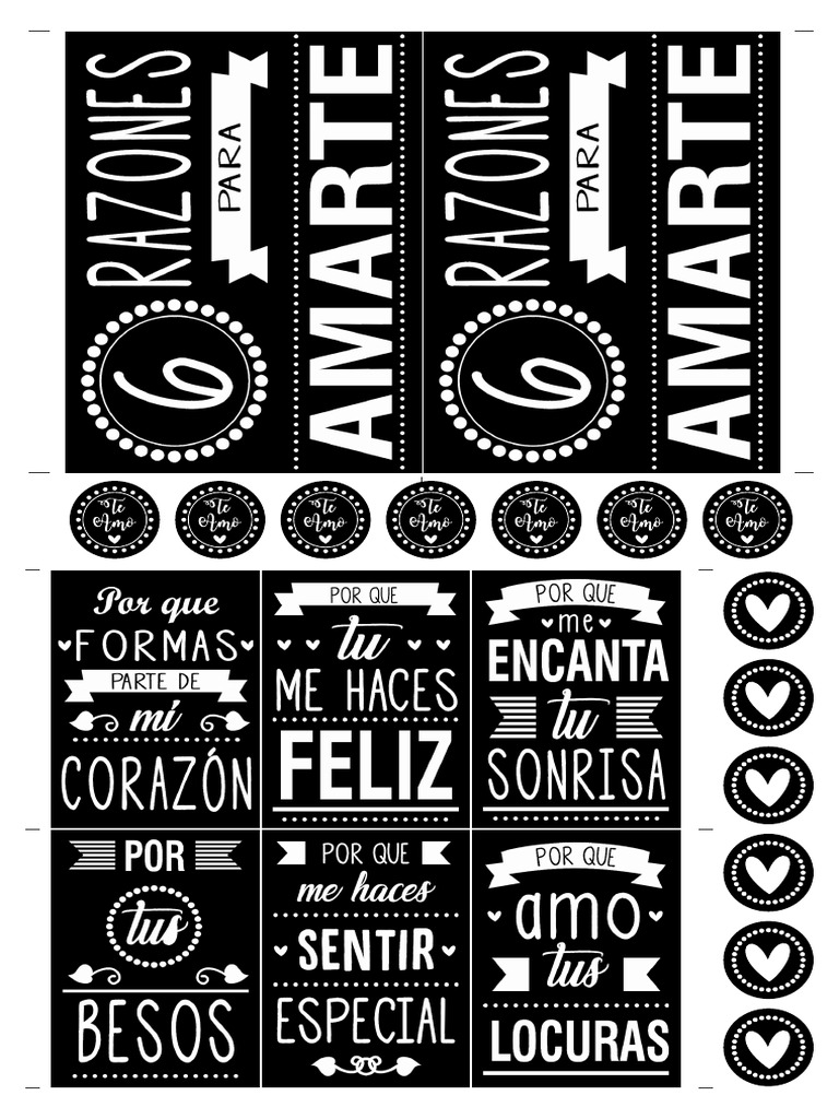 Etiquetas 6 Razones para Amarte Imprimible en Tabloide | PDF