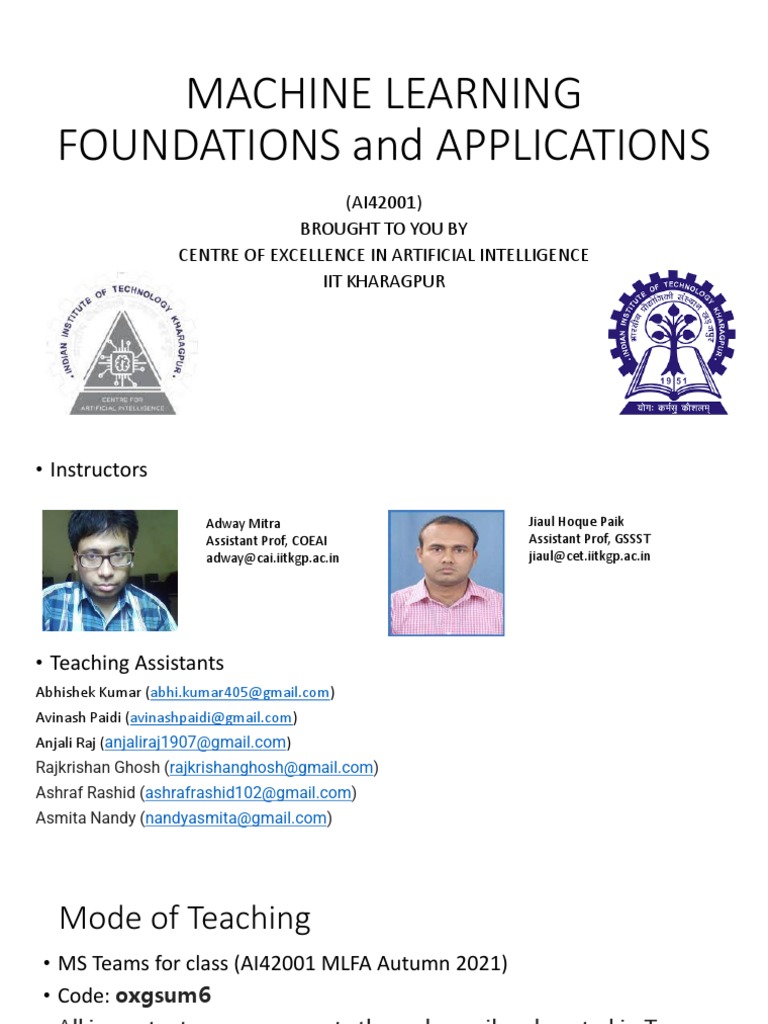 Machine Learning Foundations Course KGP | PDF | Machine Learning ...